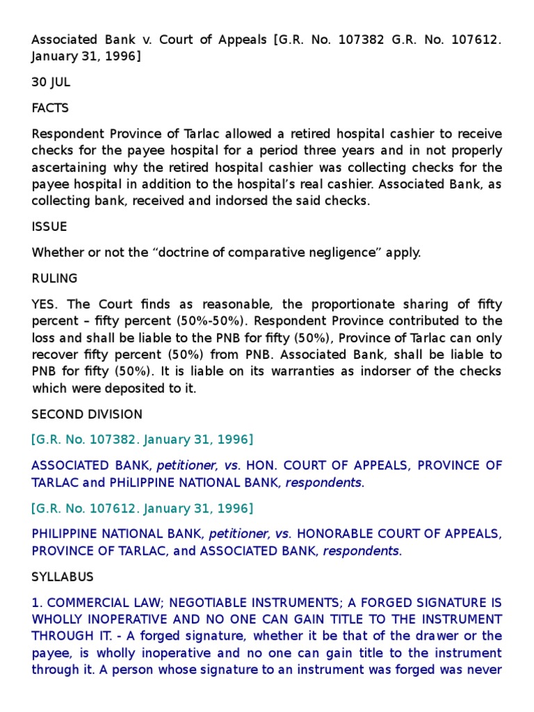 Nego Cases | PDF | Forgery | Cheque