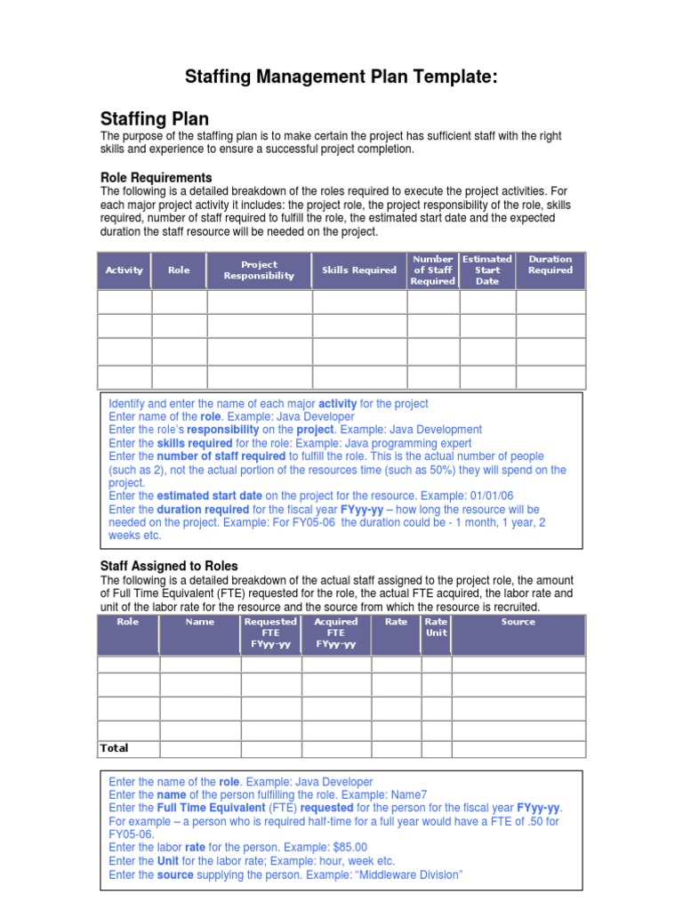 Staffing Management Plan Template PDF | PDF | Business