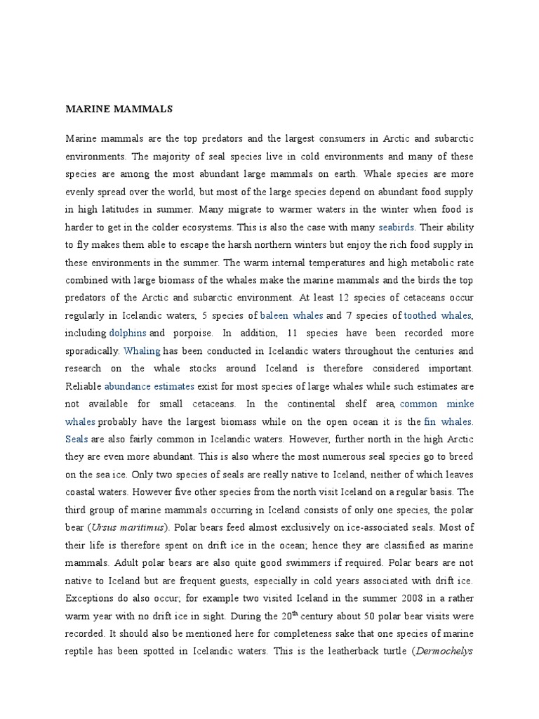 An Overview of Marine Mammal Species Found in Icelandic Waters and ...