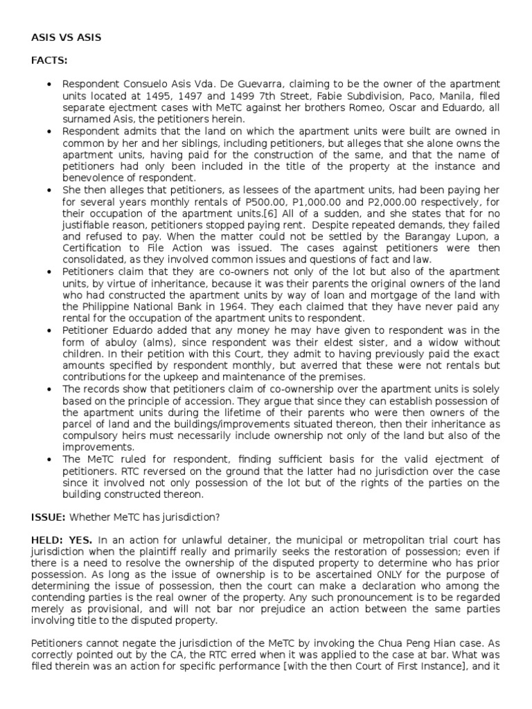 Asis Vs Asis | PDF | Ownership | Property