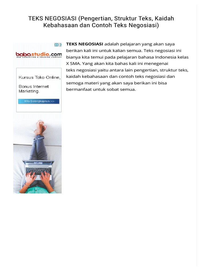 Teks Negosiasi Pengertian Struktur Teks - HTML | PDF