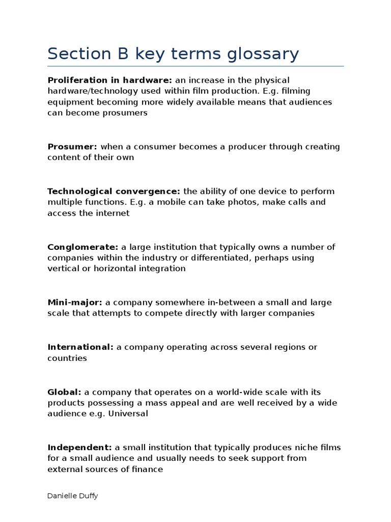 Section B Glossary | PDF