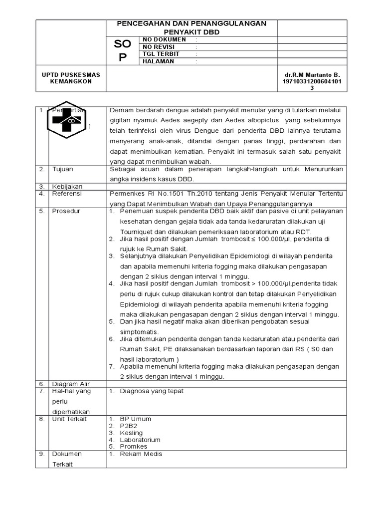 Sop Pencegahan Dan Penanggulangan Penyakit DBD | PDF