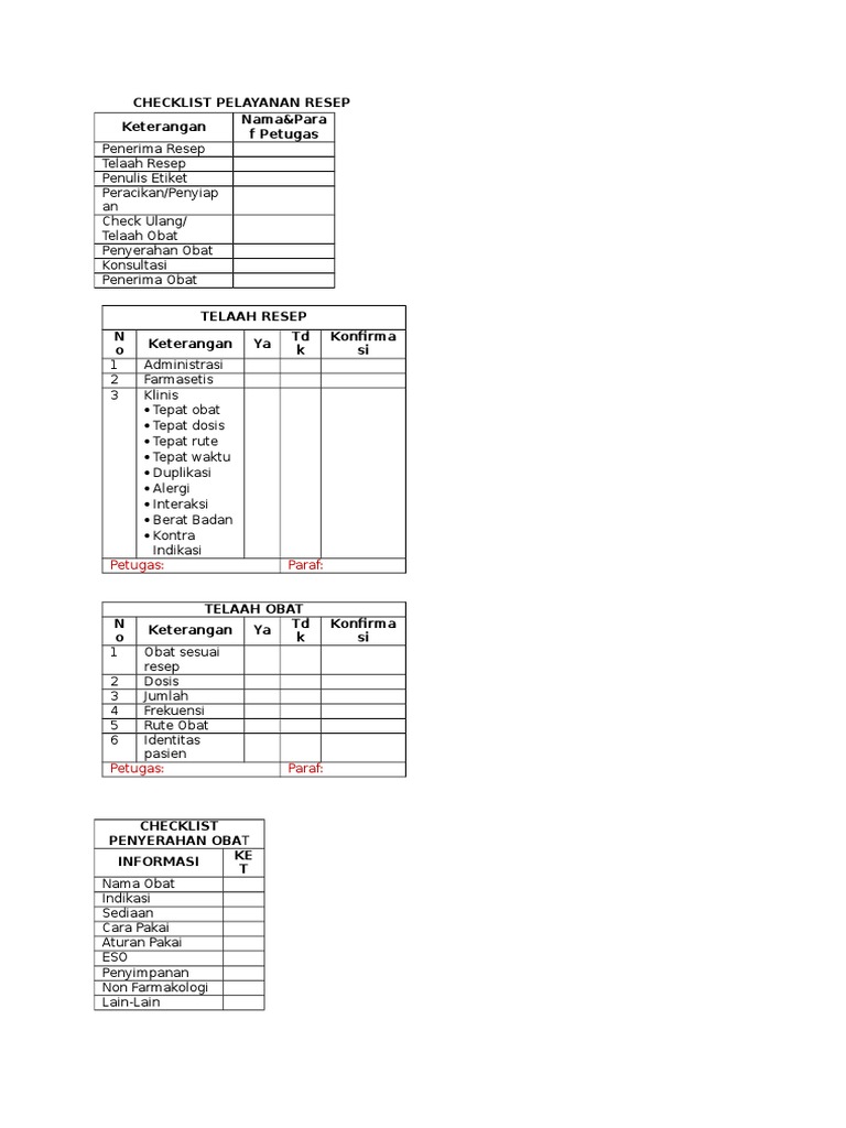 Lembar Telaah Resep Dan Obat | PDF