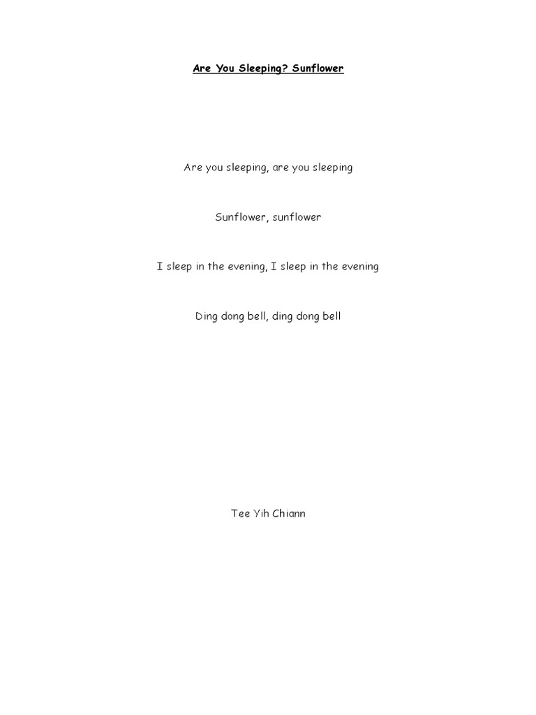 Are You Sleeping, Are You Sleeping | PDF