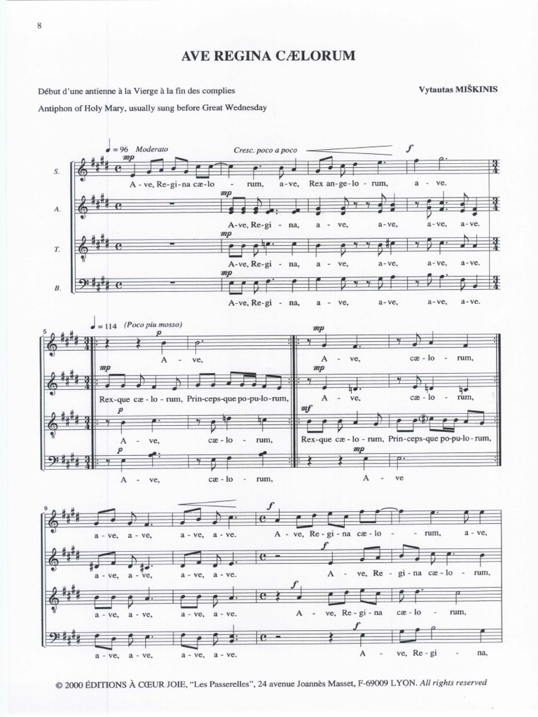 Miskinis Ave Regina | PDF | Formas musicales | Composiciones Musicales