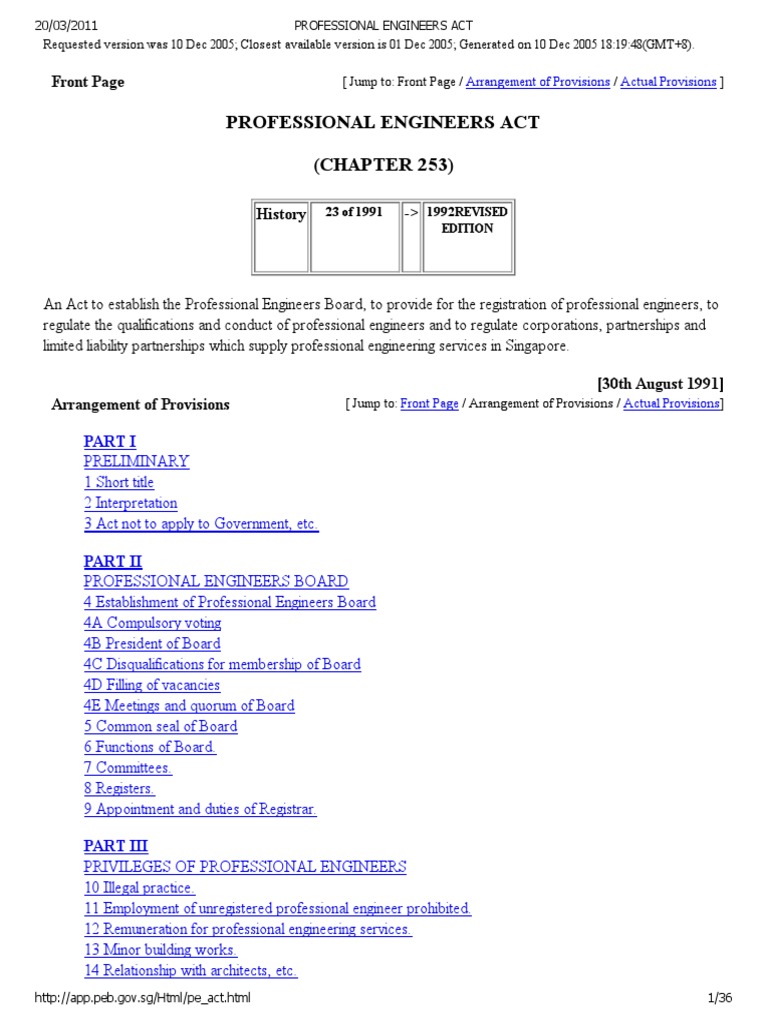 1 Professional Engineers Act | PDF | Partnership | Corporations