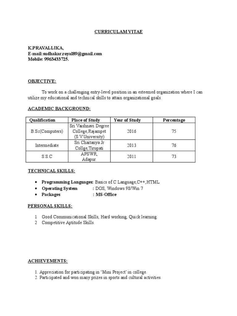 Pravallika Resume | PDF