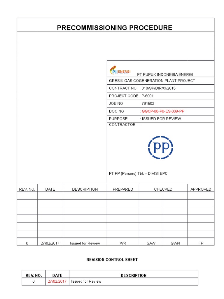 Pre Comm Procedure | PDF | Diesel Engine | Boiler