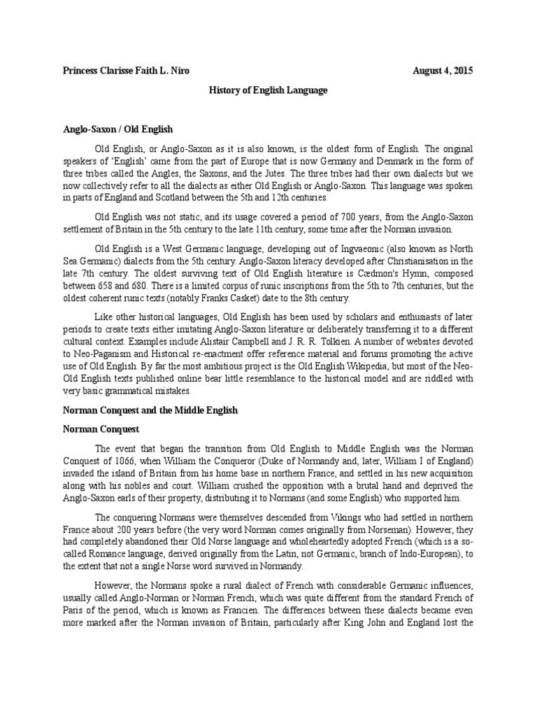 History of English Language Evolution | PDF | English Language | Normans