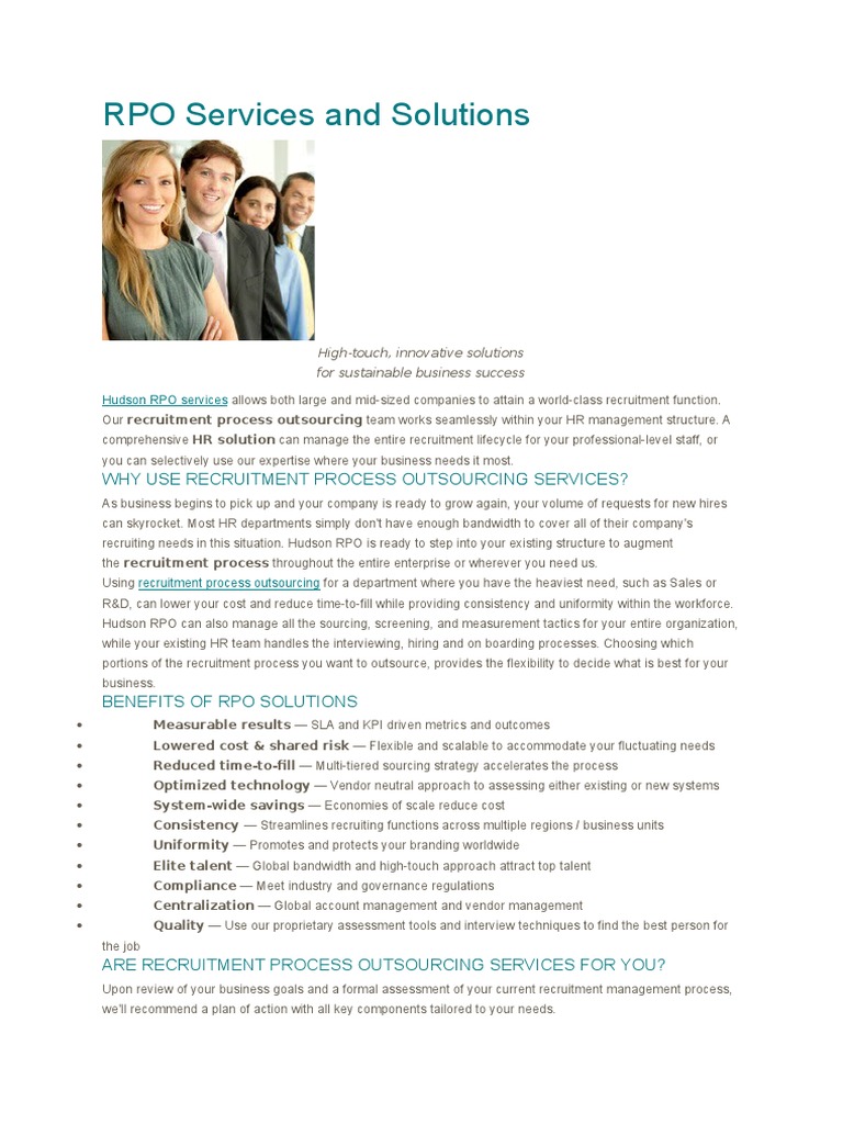 RPO Services and Solutions | PDF | Recruitment | Outsourcing