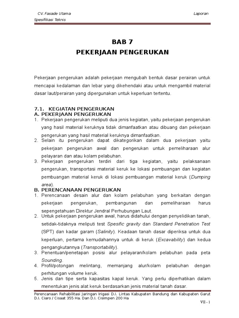 Bab 7 Spektek - Pekerjaan Pengerukan | PDF