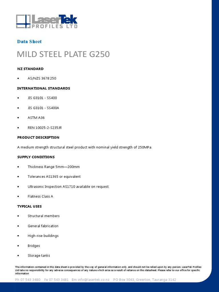G250 Steel Properties and Standards | PDF | Structural Steel | Steel