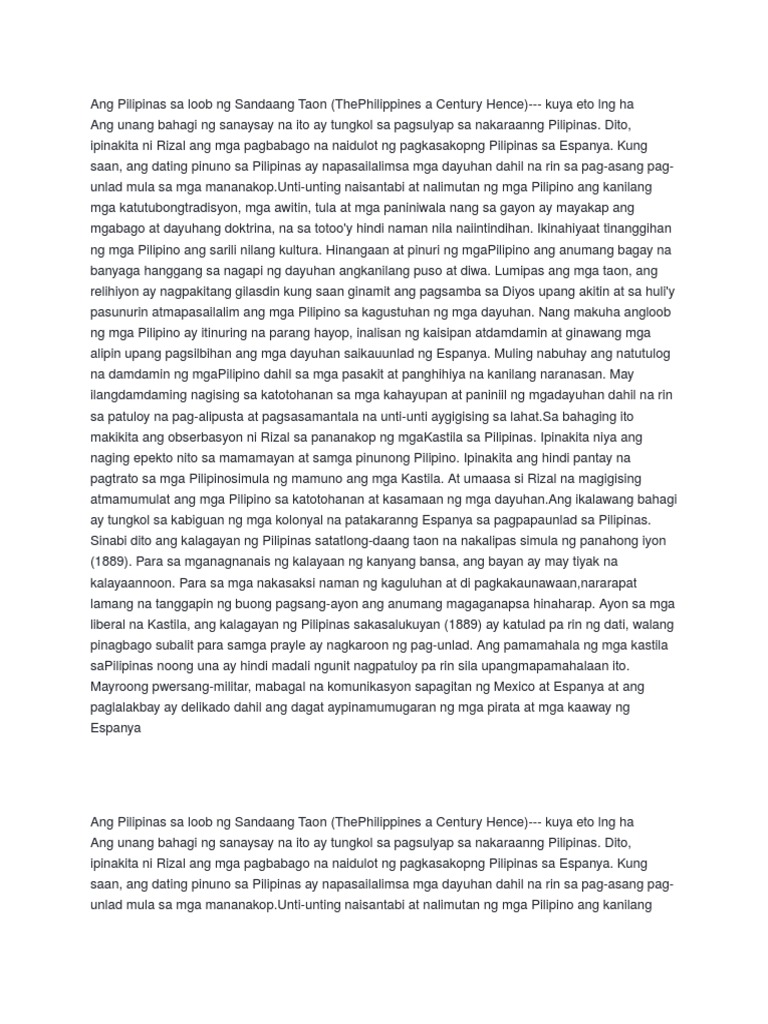 Ang Pilipinas Sa Loob NG Sandaang Taon | PDF