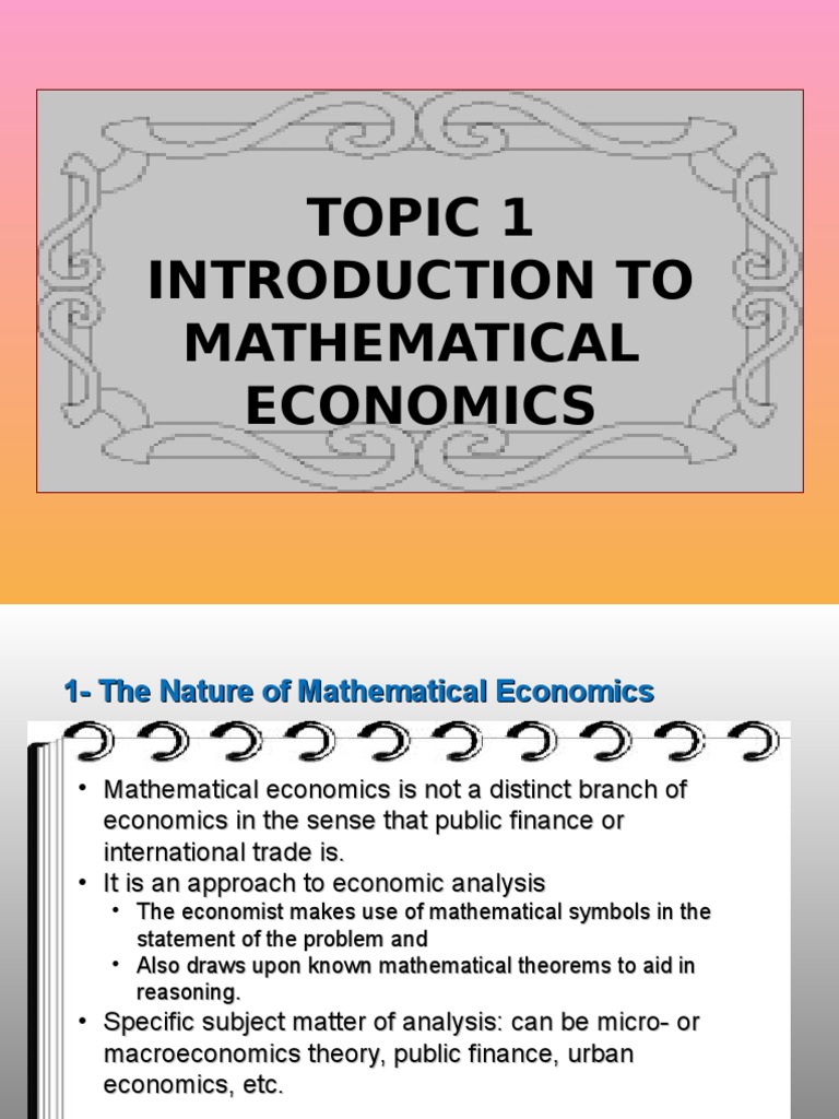 Topic 1 Introduction To Mathematical Economics | PDF | Mathematical ...