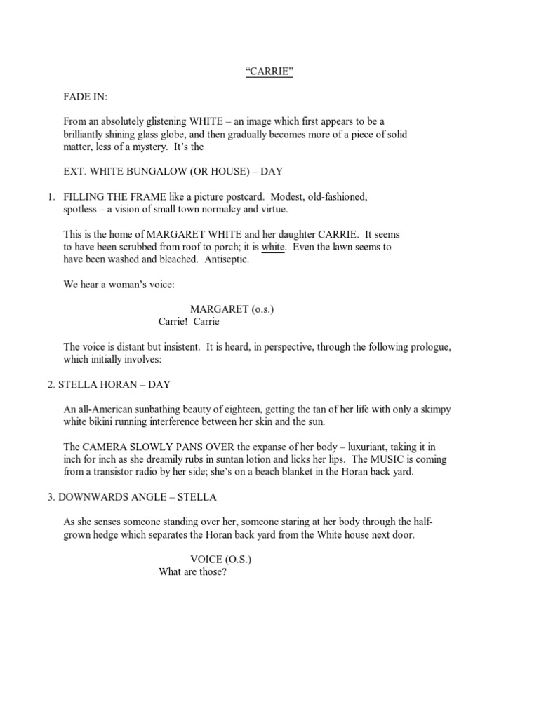 1976 Carrie Script | PDF | Eve | Sin