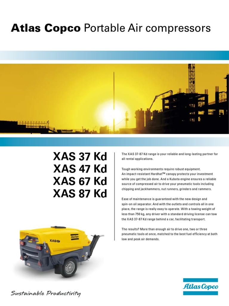 Compresor Mobil Atlas Copco XAS 37 KD | PDF | Gas Compressor | Vehicles