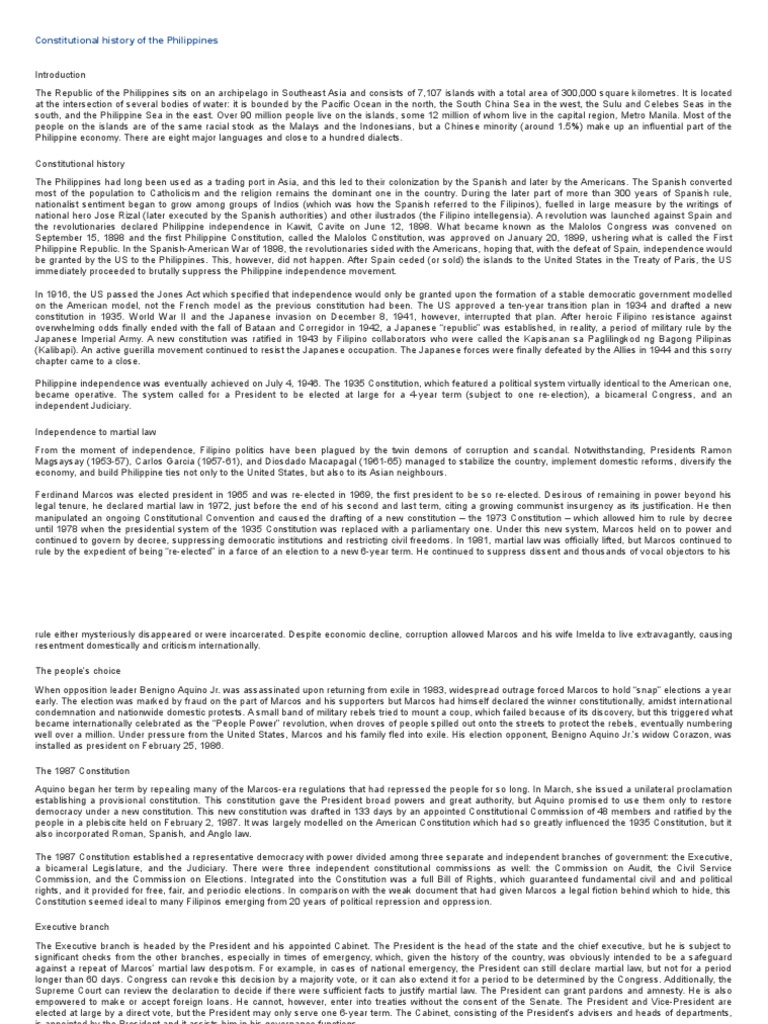 Evolution of Phil Consti | PDF | Corazon Aquino | Supreme Courts