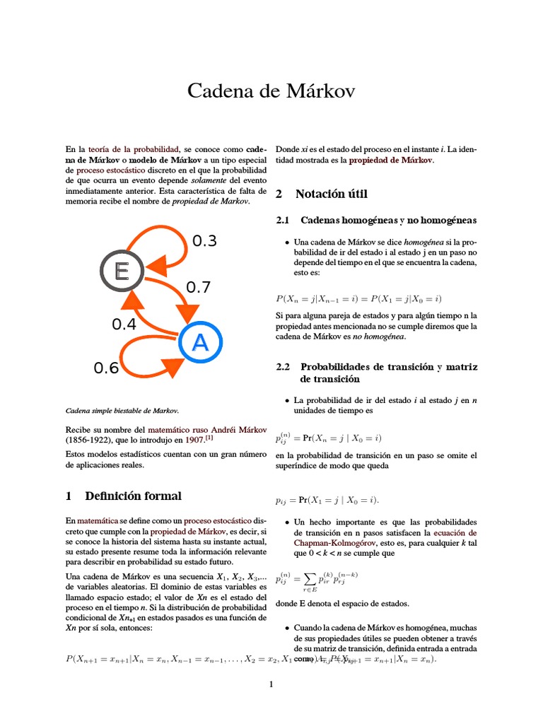 Cadena de Márkov | PDF | Cadena Markov | Teoría de probabilidad