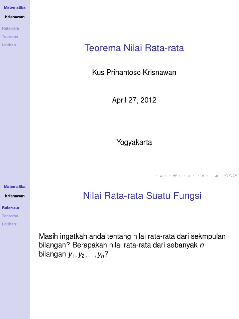Teorema Nilai Rata-rata & Latihan | PDF