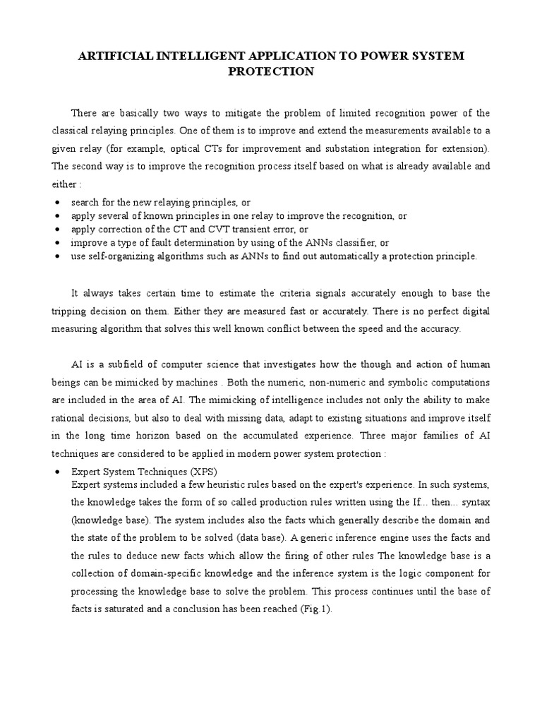 Artificial Intelligent Application To Power System Protection | PDF ...