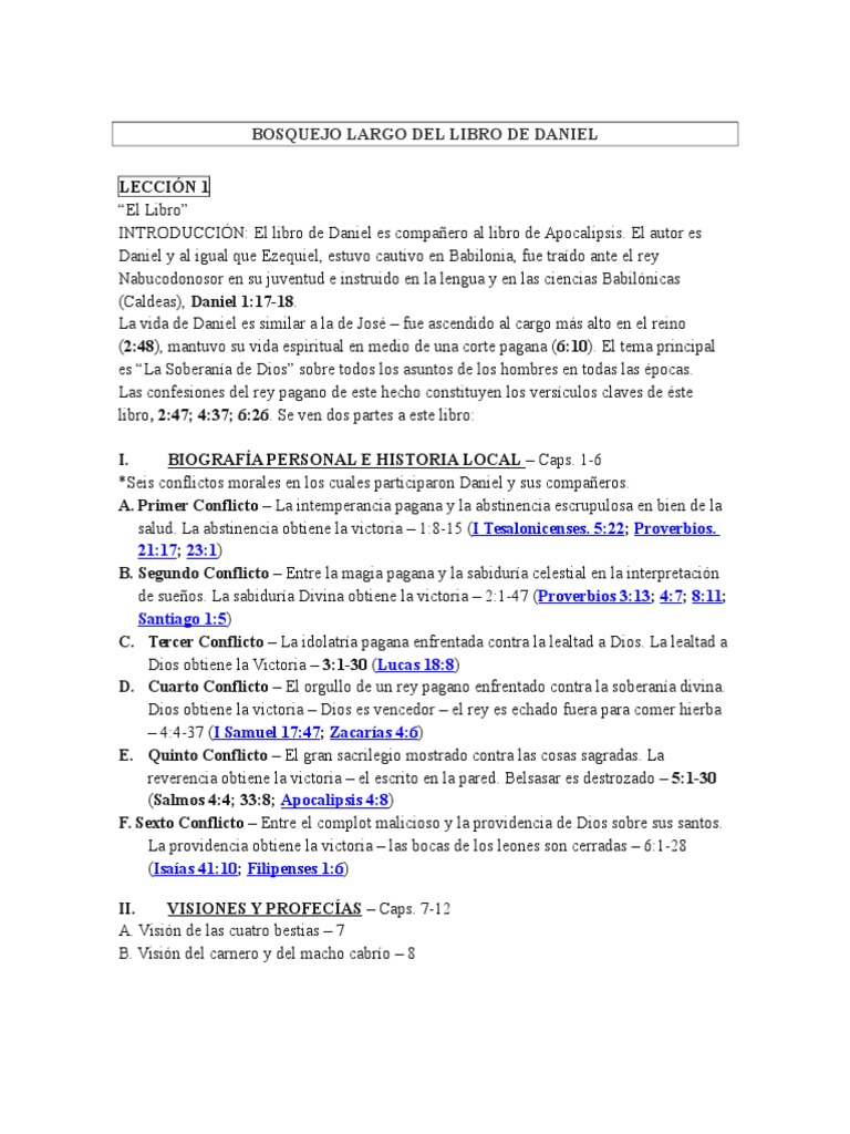 Bosquejo Largo Del Libro de Daniel | PDF | Daniel (figura bíblica) | Nabucodonosor Ii
