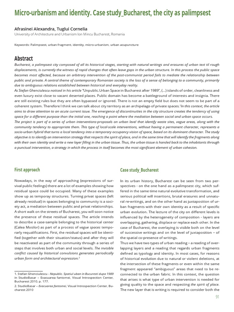 Micro-Urbanism and Identity. Case Study - Bucharest, The City As ...