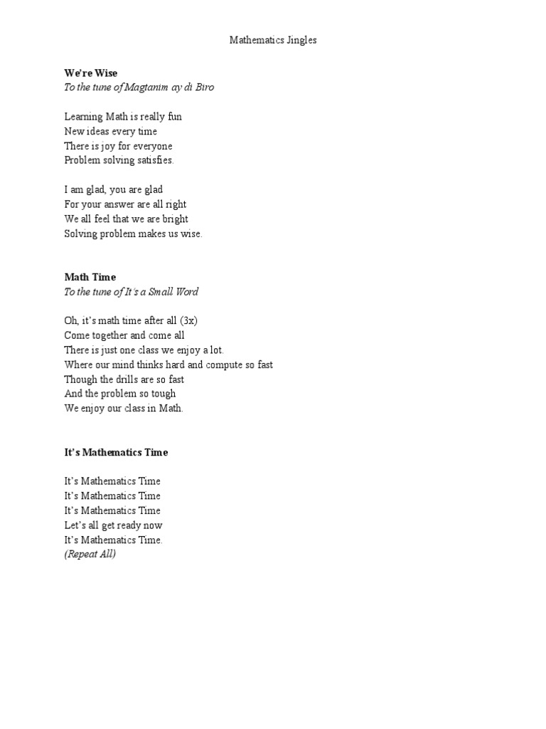 Math Jingles | PDF