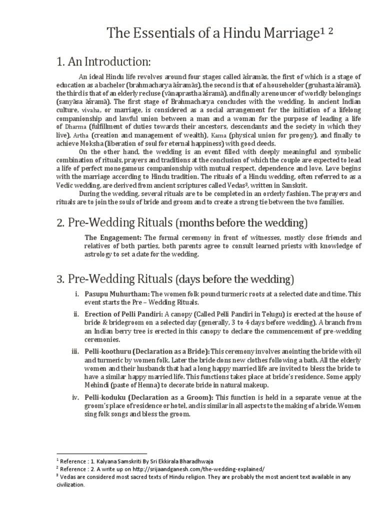 The Essentials of A Hindu Marriage | PDF | Wedding | Indian Religions