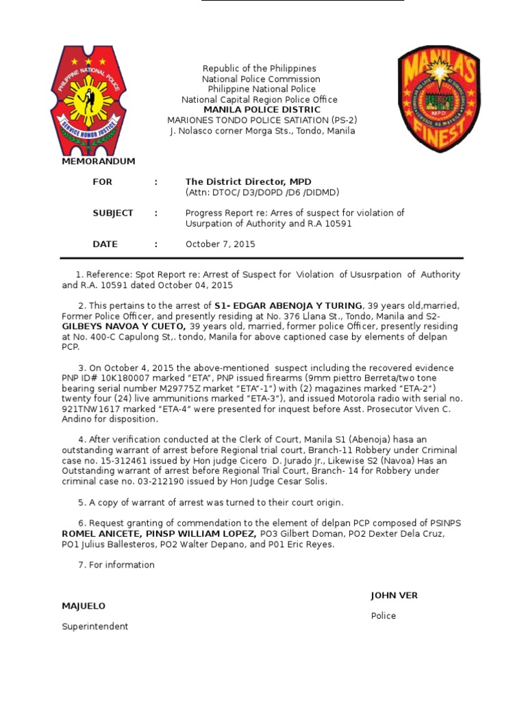 PNP Memorandum on Arrest and Accountability | PDF | Arrest | Arrest Warrant