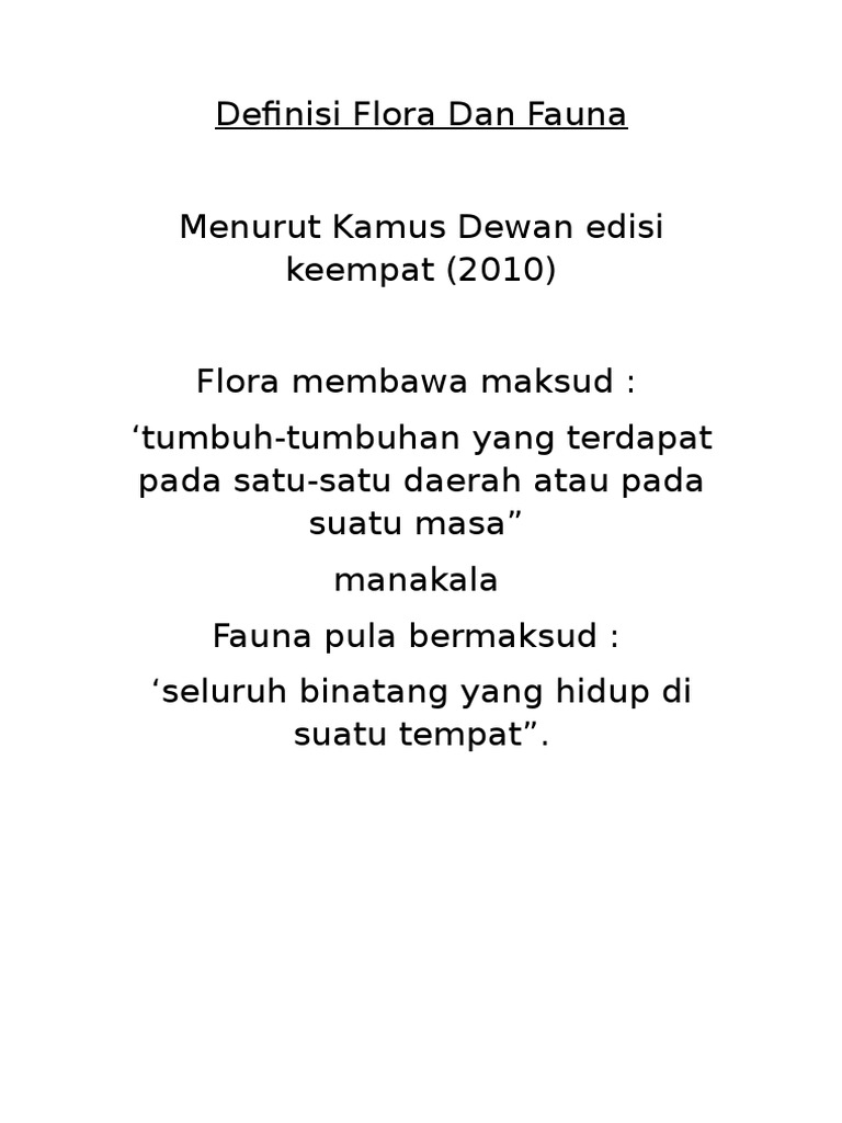 Definisi Flora Dan Fauna | PDF