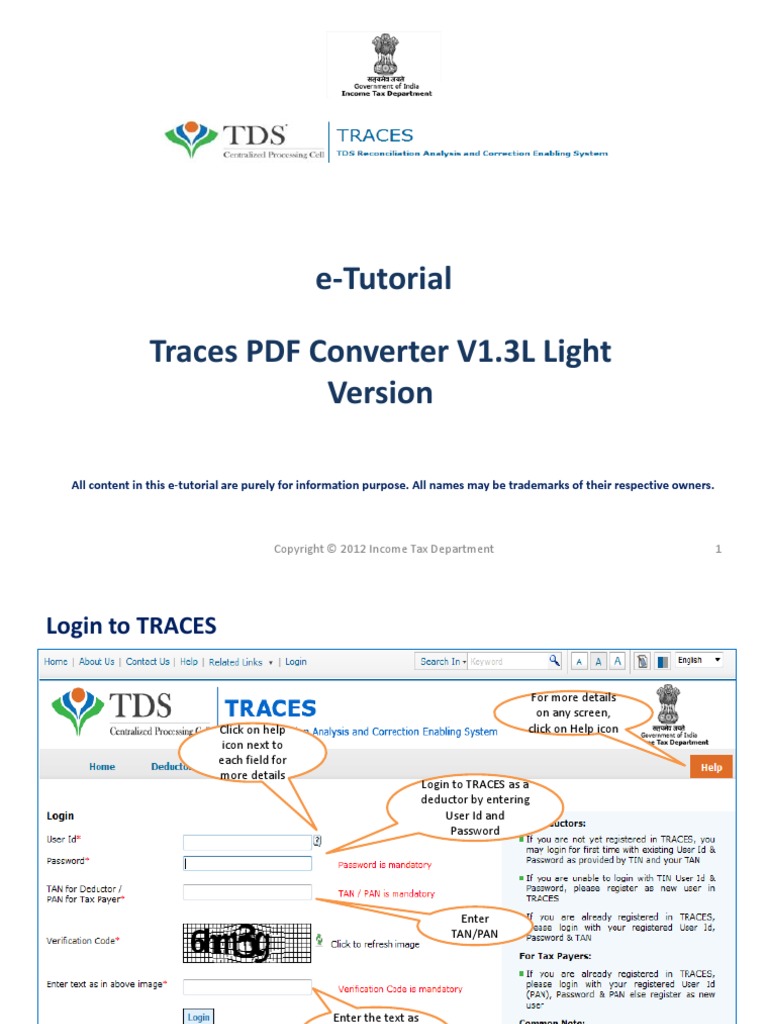 E-Tutorial - TRACES PDF Generation Utility | PDF | Java (Programming Language) | Login