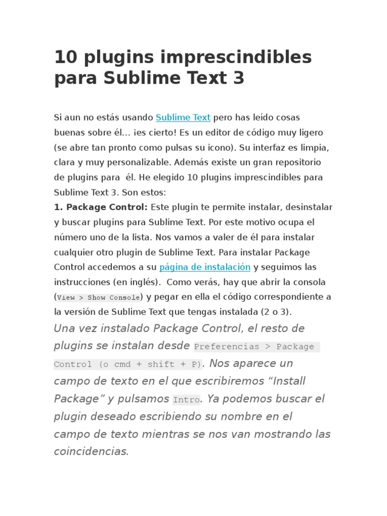 10 plugins Sublime Text | PDF