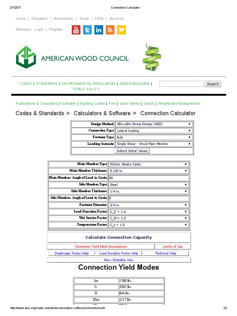 Connection Yield Modes: Codes & Standards Calculators & Software ...