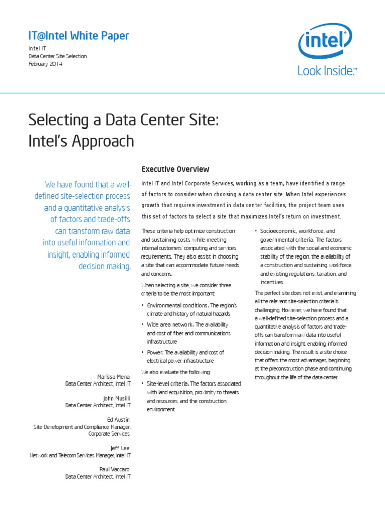 IT Best Practices Data Center Site Selection PDF | PDF | Data Center ...