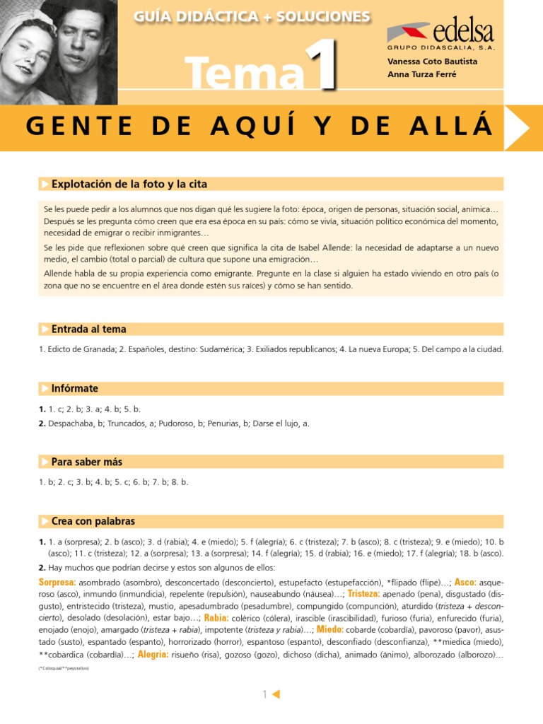 Tema A Tema C - Guía Del Profesor, Tema 1 | PDF | Xenofobia | Lengua ...