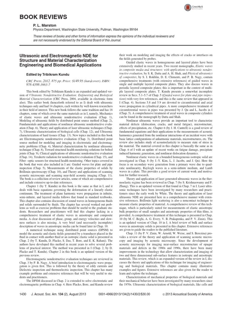 Book Reviews | PDF | Ultrasound | Nondestructive Testing