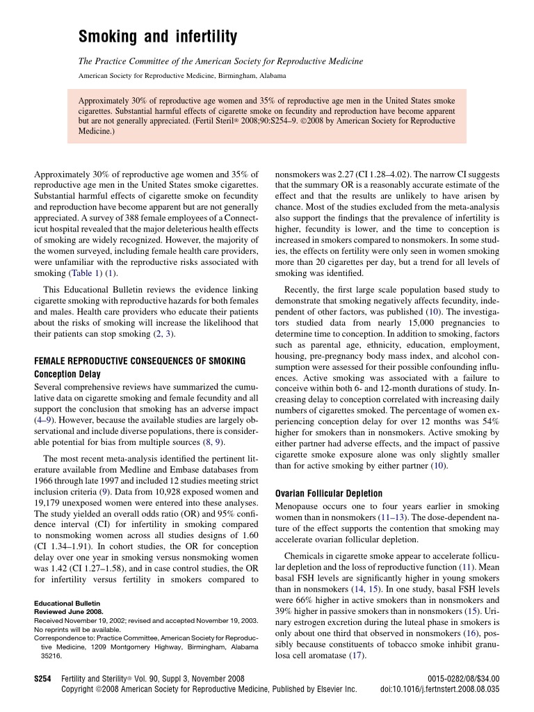 Smoking and Infertility: Table 1 1 | PDF | Infertility | Smoking Cessation