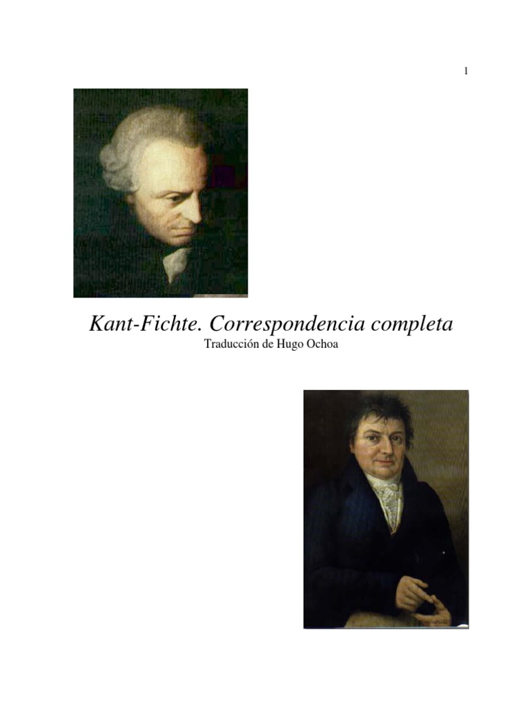 Kant-Fichte. Correspondencia Completa PDF | PDF | Fe | Immanuel Kant