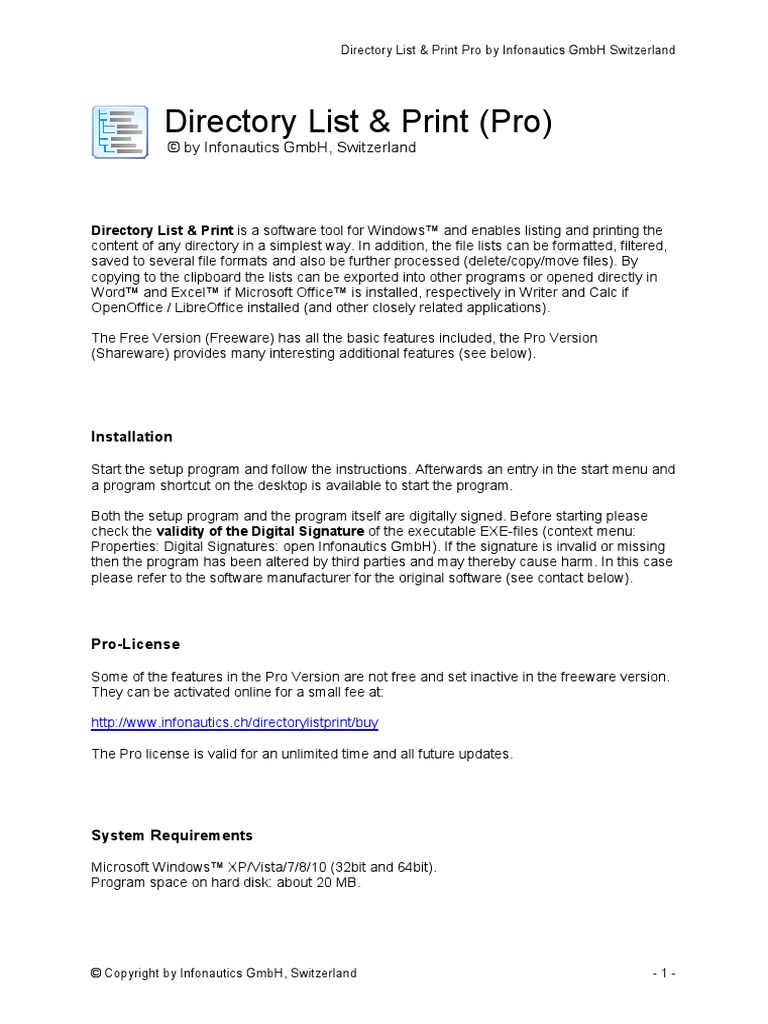 Directory List Print Pro | PDF | Computer File | File Format