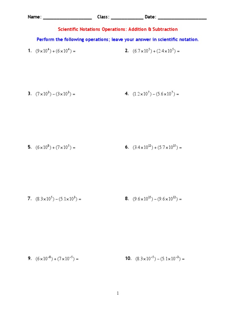 Add Subtract With Scientific Notation | PDF