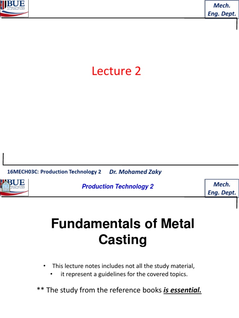 Lec 2 Fundamental of Casting 1 | PDF | Foundry | Casting (Metalworking)