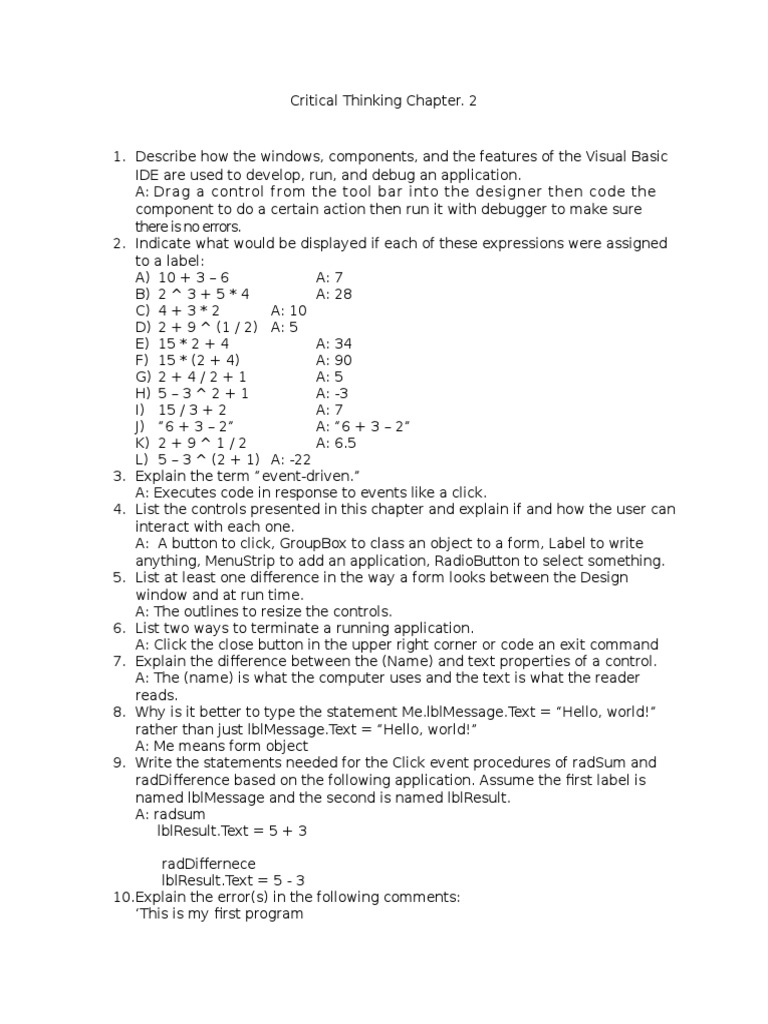 Critical Thinking Chapter 2 | PDF | Object (Computer Science) | Information Technology Management