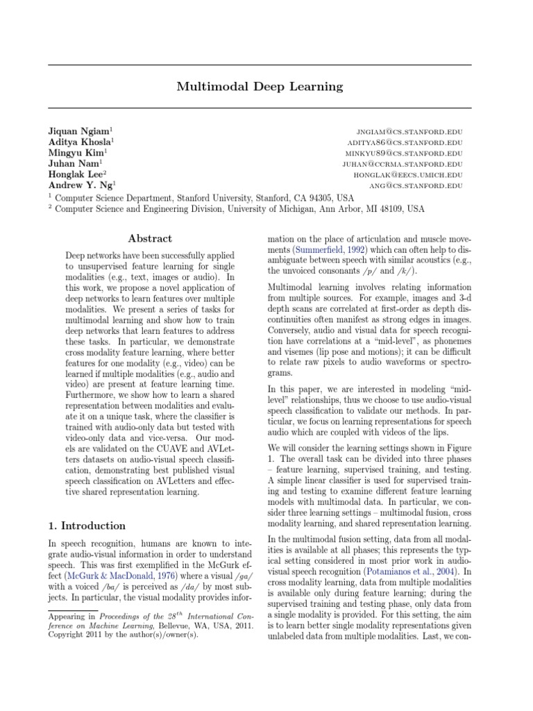 Multimodal Deep Learning | PDF | Deep Learning | Machine Learning