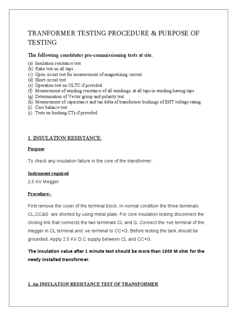 DETERMINING TRANSFORMER PERFORMANCE THROUGH COMPREHENSIVE TESTING | PDF ...