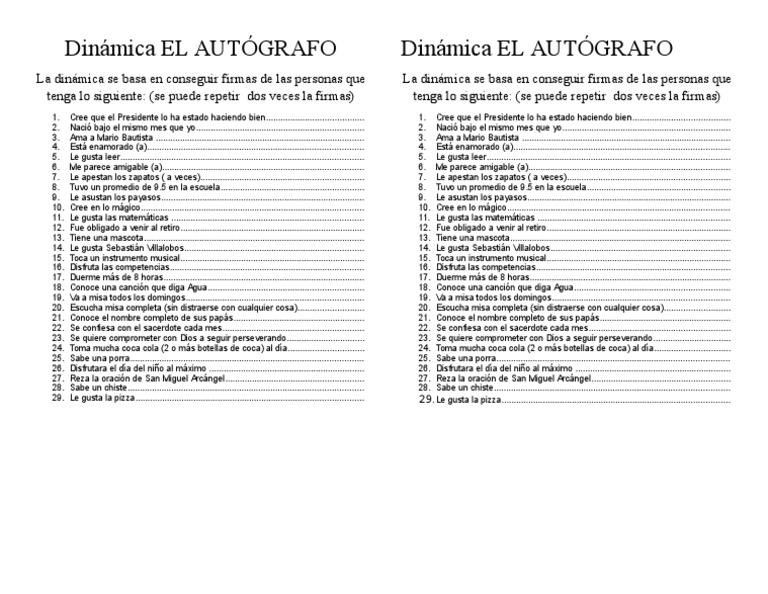Dinámica El Autógrafo