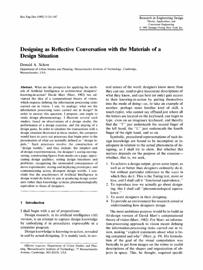 Designing As Reflective Conversation With The Materials of A Design ...