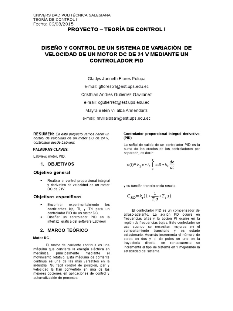 Informe PID Con Arduino-Labview | PDF | Ingenieria Eléctrica | Electromagnetismo
