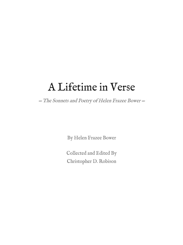 A Lifetime in Verse: The Sonnets & Poetry of Helen Frazee Bower | PDF ...