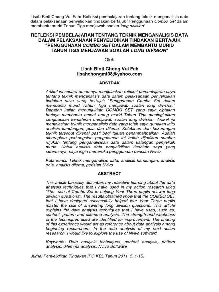 1d Lisah Teknik Analisis PDF | PDF